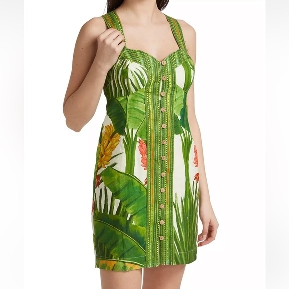 FARM Rio | Dresses | Farm Rio Green Tropical Print Dress | Poshmark
